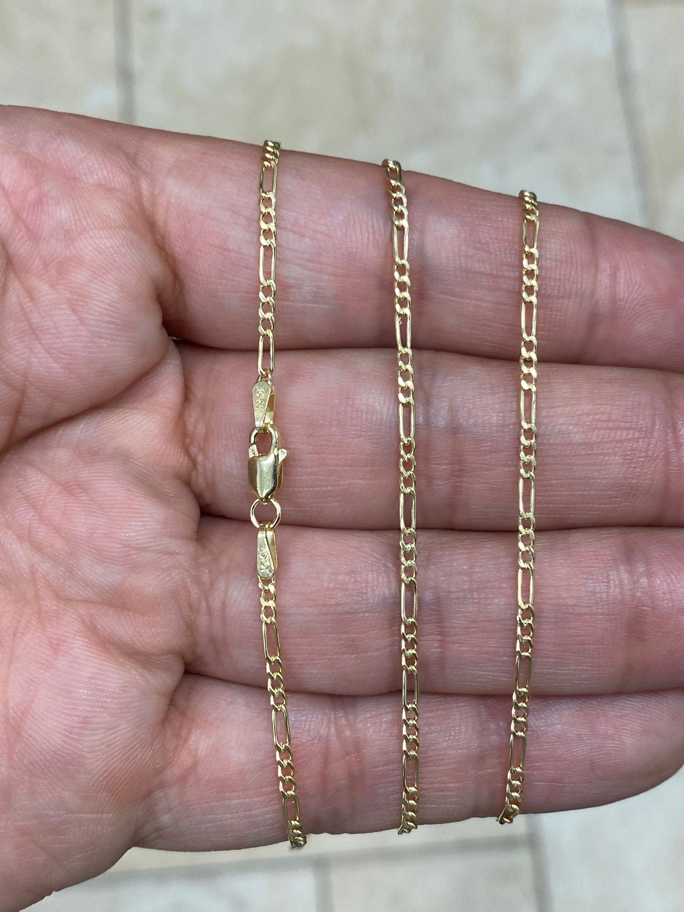 10K Yellow Gold Figaro Chain 1.80MM 16 18 20 22 24 26 30 Oliviadesigns