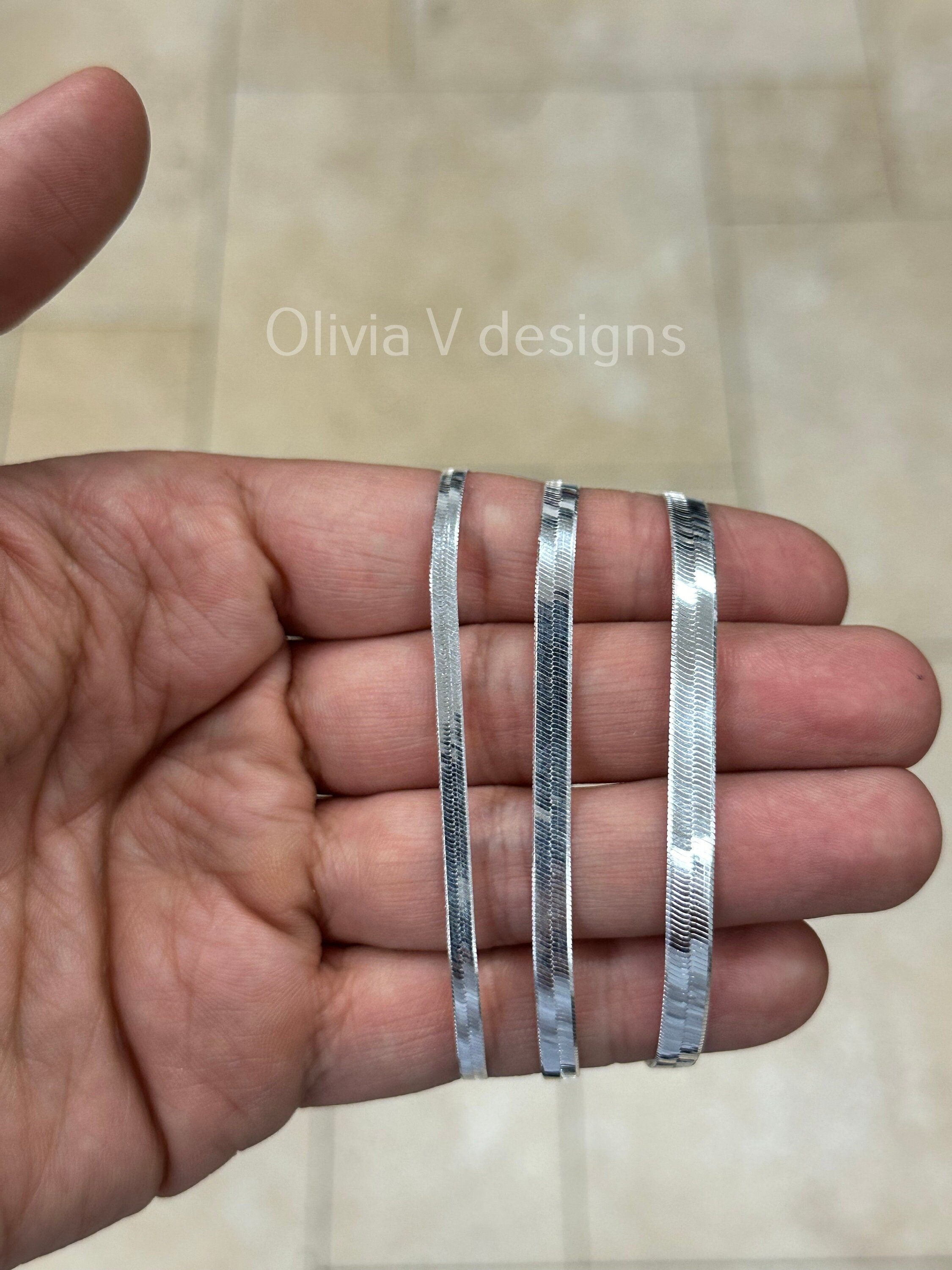 925 Sterling Silver Herringbone Chain 3.5mm 4.5mm 5.5mm Bracelet, Ankl ...